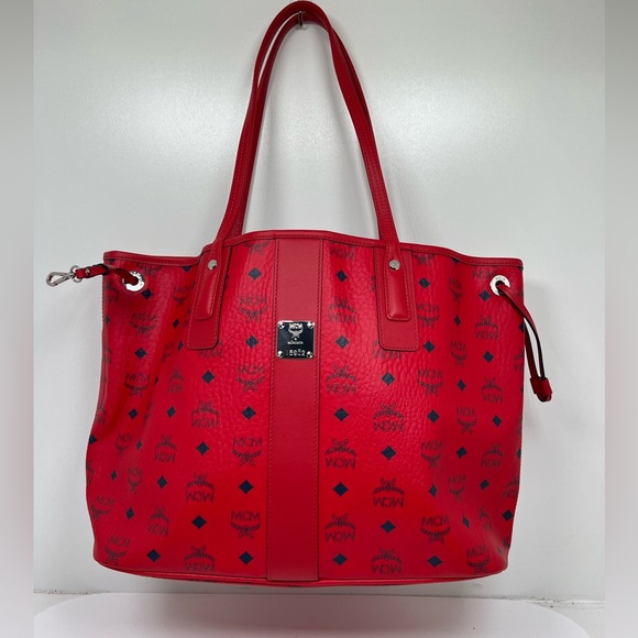 MCM | Bags | Mcm Candy Red Medium Liz Tote Bag Visetos Canvas ...